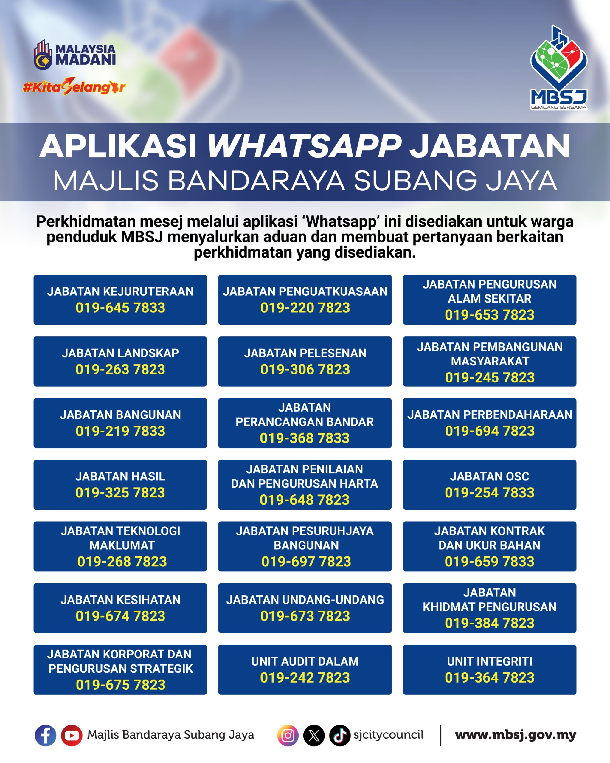 Aplikasi Whatsapp Jabatan Majlis Bandaraya Subang Jaya | Majlis ...